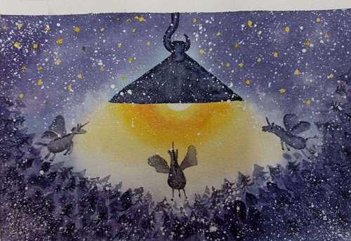 Картина акварель Единороги