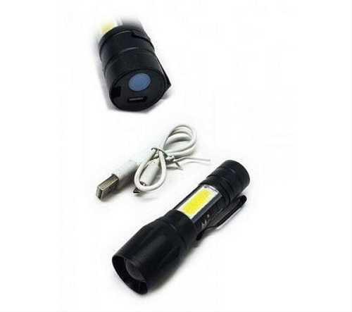 Ручной фонарик USB + боковой COB (zoom) FA-521B