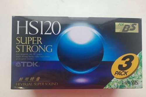 Видеокассеты VHS TDK HS120 Super strong пак 3 шт