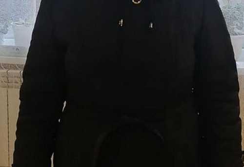 Пальто стеганое женское с капюшоном 46
