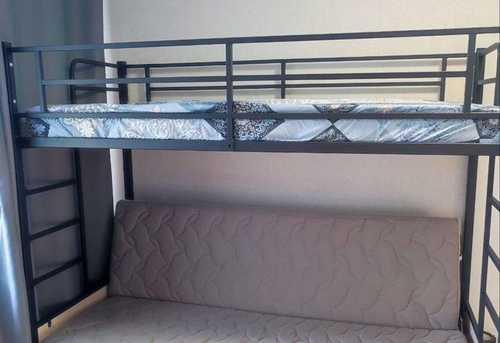 Двухъярусная кровать с диваном металлическая бу