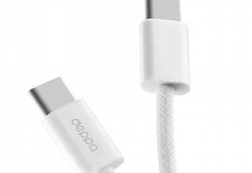 Кабель Deppa USB - USB-C 60Вт, 1м, нейлон, белый