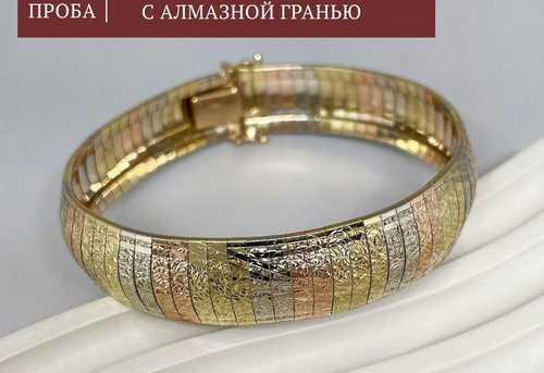 Золотой браслет Клеопатра с алмазной гранью 585