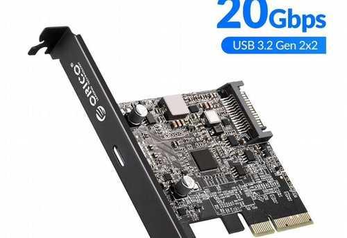 Плата Orico Pci-e usb type-c 3.2 gen 2x2 20gbps