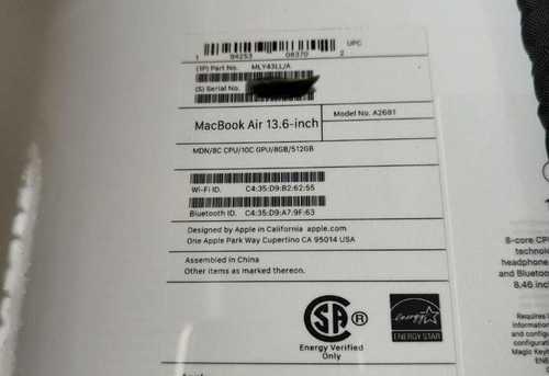 MacBook Air MLY43 Midnight M2 8/ 10/ 8 GB, 512 Gb)