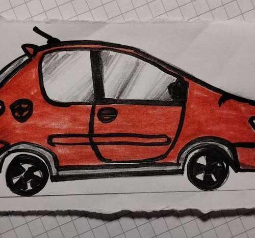 Нарисованная модель автомобиля Peugeot 206 GTI