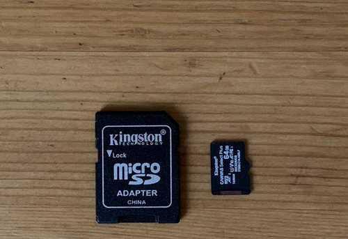 Карта памяти MicroSD Kingston sdcs2/64GB