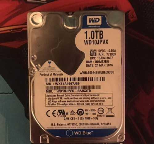 Жесткий диск hdd 2.5 1 тб wd blue wd10spzx