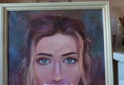 Картина девушка с грейпфрутом холст масло 56х66х5