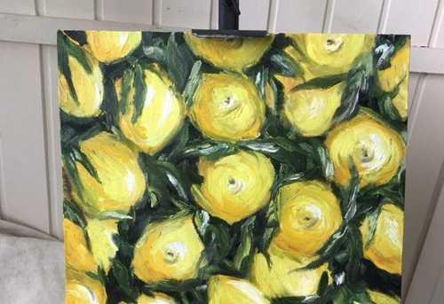 Картина Лимоны, масло холст 40x40
