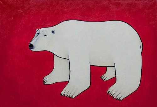 Картина «Красный медведь». Наивная живопись