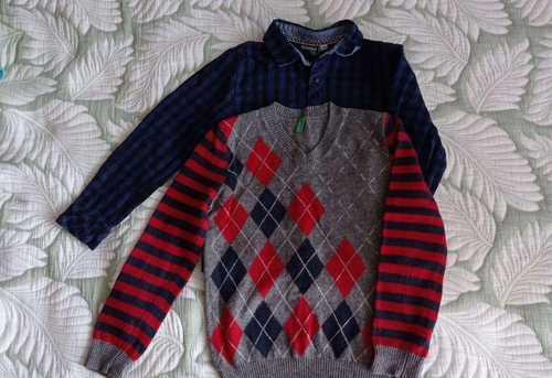 Пуловер и рубашка для мальчика 8-9 лет
