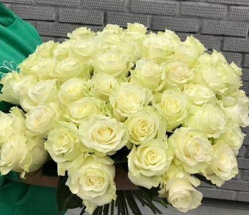 Белая роза 50 см Mondial glamour. Доставка цветов