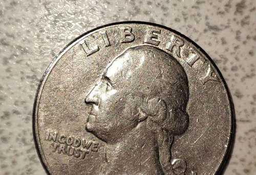Монета Quarter dollar liberty 1984