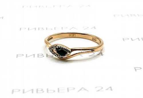 Золотое кольцо 585 пробы с бриллиантами и сапфиром