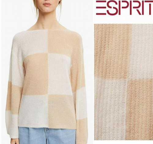 Свитер шахматы альпака шерсть Esprit M