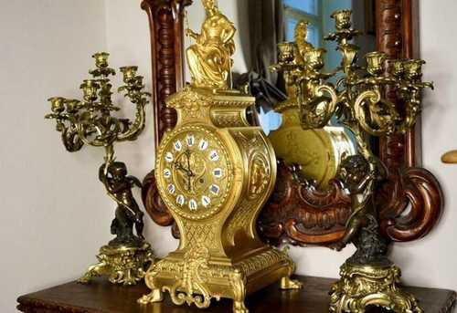 Дворцовые старинные часы 18-19 века, бронза