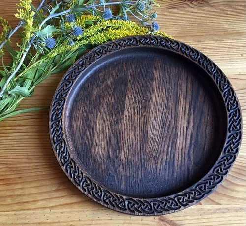 Деревянная тарелка (поднос) из Дуба ручной работы