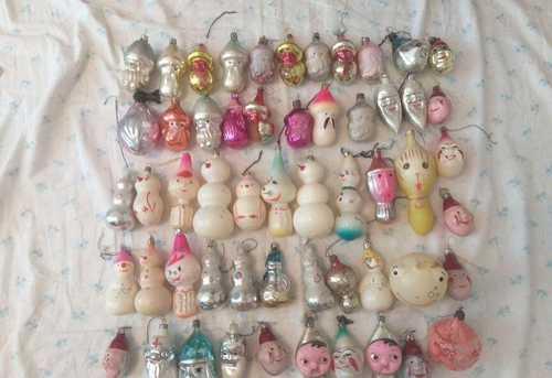 Елочные игрушки СССР Снеговики, морды, с носиками