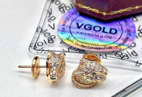 Серьги Cartier vgold, цирконы