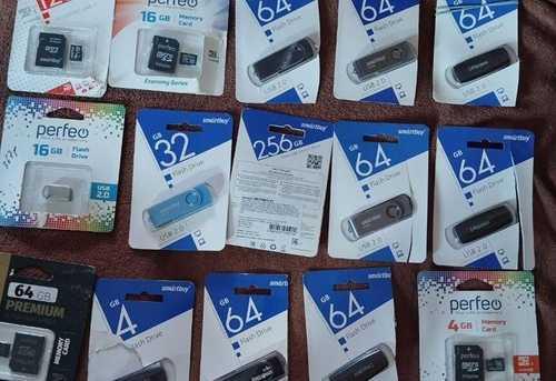 Много флешек USB и Micro SD