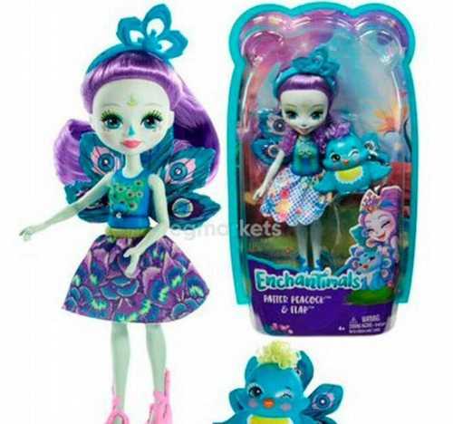 Mattel Enchantimals Кукла Пэттер Пикок с питомцем