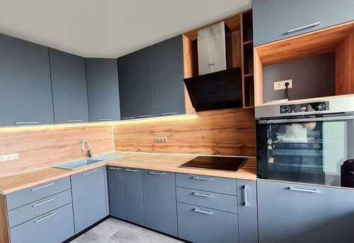 Кухонный гарнитур серый угловой модульный новый