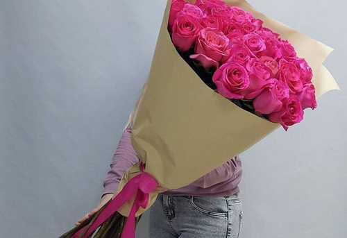 Букет из 35 розовых роз 100см Эквадор в оформлении