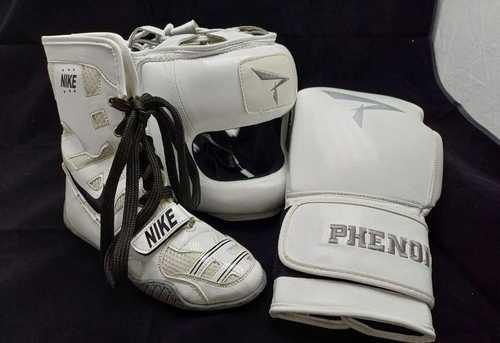 Перчатки и бамперный шлем для бокса премиум