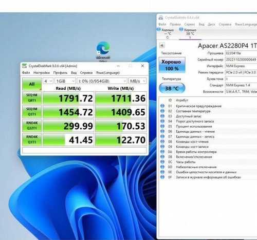 SSD M.2 2280 Apacer AS2280P4 1000 гб идеальный