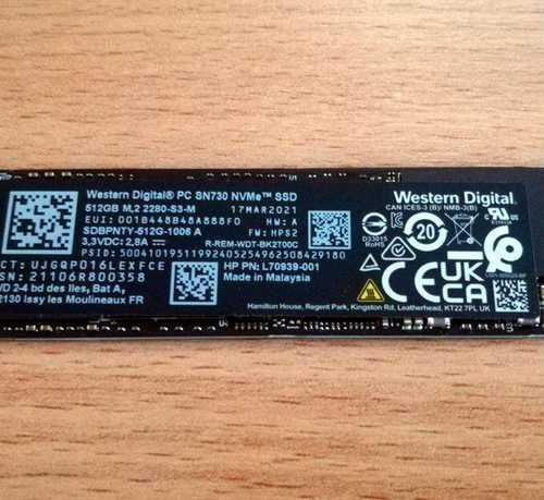SSD накопитель 512Gb NVMe M.2 - WD SN730