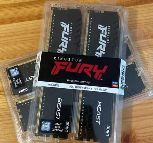 Kingston Fury DDR4 3200мгц 16-18-18 16GB (8x2GB)