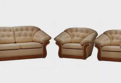 Набор кожаной мебели Аурига двухместный диван и 2