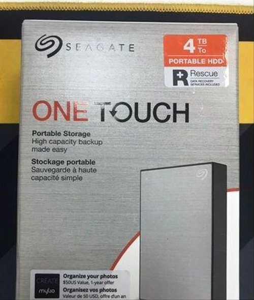 Внешний HDD Seagate One Touch 4тб, серебристый