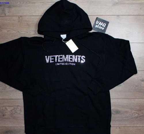 Худи vetements oversize со стразами (Арт.31494)