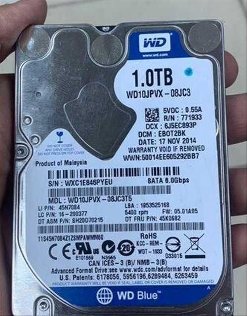 Жесткий диск 2.5" 1Tb/Sata WD Blue Mobile wd10jpvx