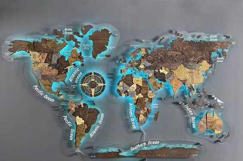 Карта мира на оргстекле