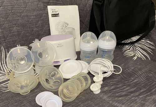 Молокоотсос двойной электрический philips avent