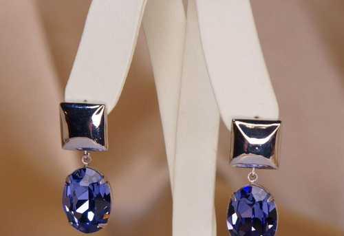 Серьги с кристаллами Swarovski Овал Light Sapphire