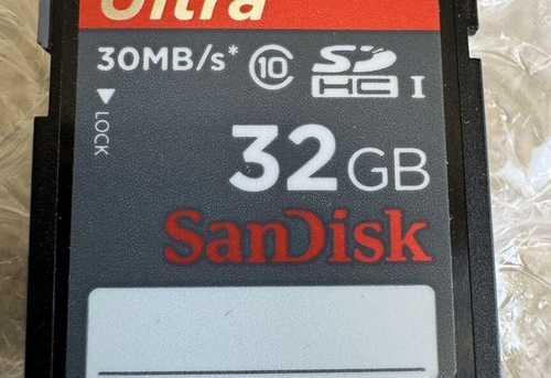 Карта памяти SanDisk Ultra sdhc, 32 гб