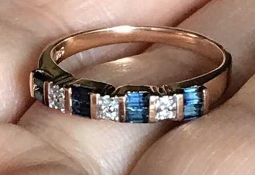 Золотое кольцо с сапфирами и бриллиантиками