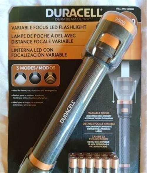 Новый мощный фонарик LED Duracell 2500 из США USA