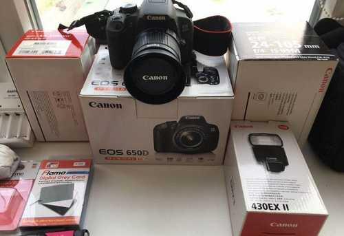 Фотоаппарат Canon EOS 650D и фотопринадлежности