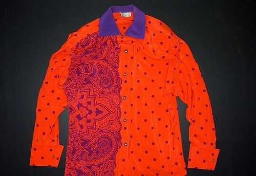 Рубашка Istante Versace винтаж шелк оранжевая