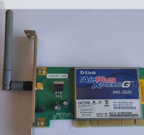 Беспроводной PCI адаптер D-Link DWL-G520