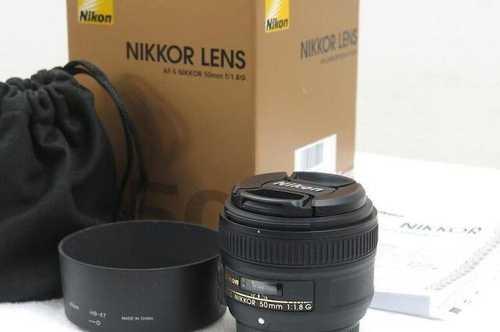 Nikon 50mm f/1.8G AF-S Nikkor+Бленда+Чехол+крышки+