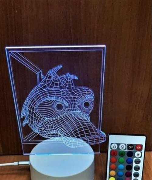 3D Светильник с пультом "Утконос " 05ва123