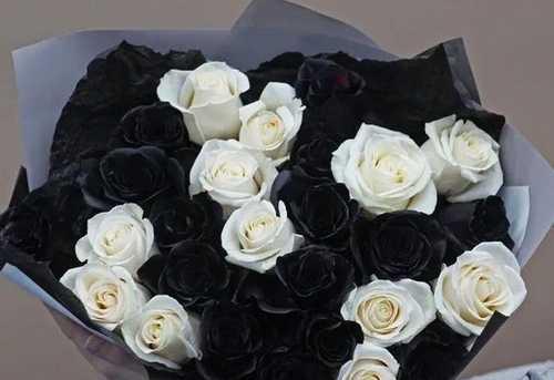 Розы черные букет черно-белых роз на заказ