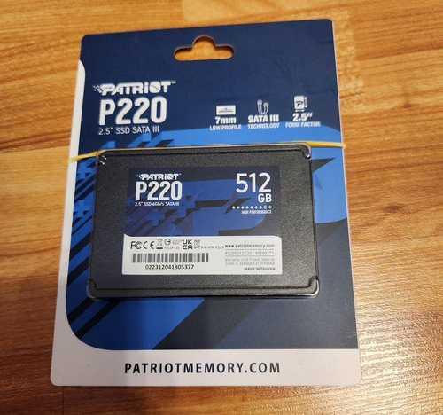 2.5" SATA SSD Patriot P220 512GB (Новый с чеком)