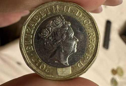 Монета 1 фунт портрет Елизаветы Великобритания